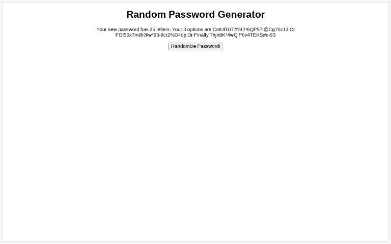 Random Password Generator