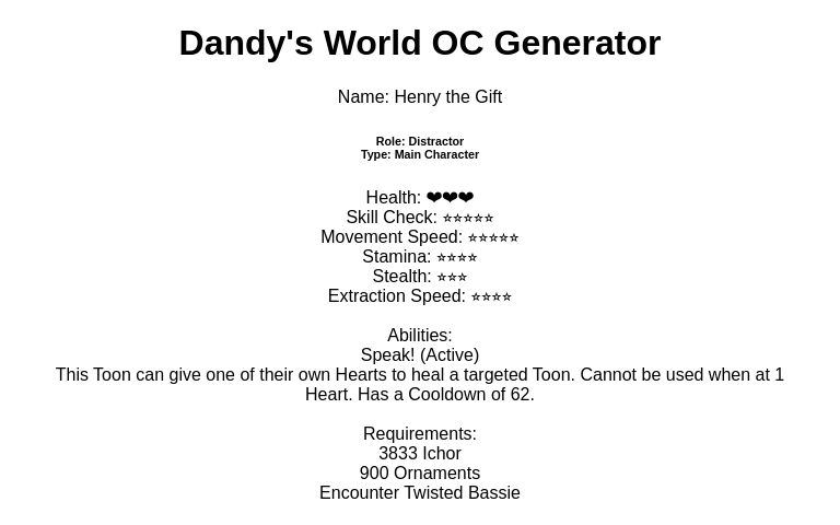 Dandy's World OC Generator