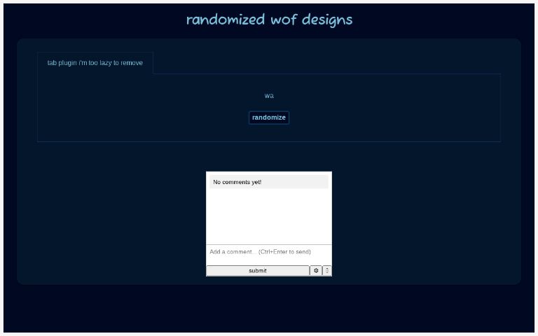 randomized wof designs ― Perchance Generator
