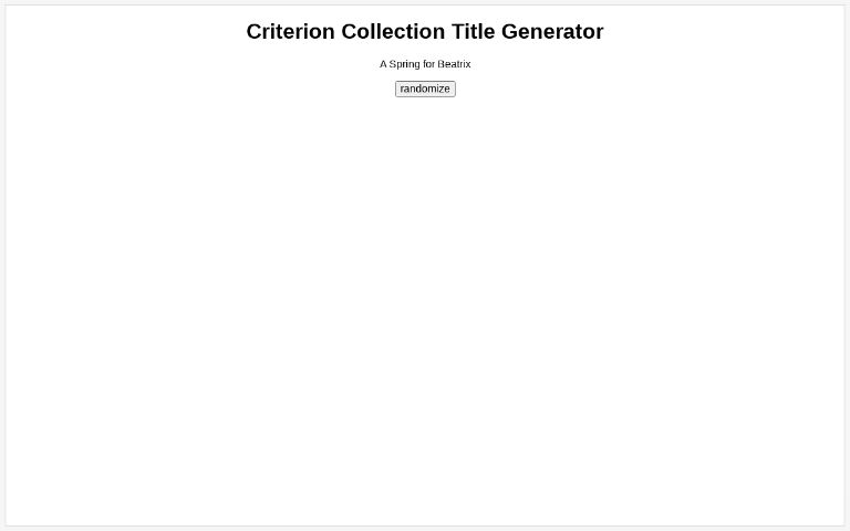 Criterion Collection Title Generator