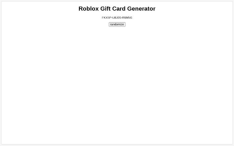 Roblox Gift Card Generator