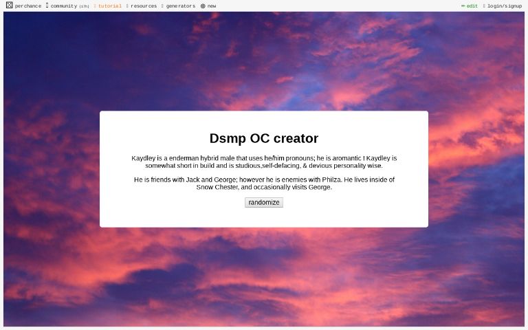 Dsmp OC creator ― Perchance Generator