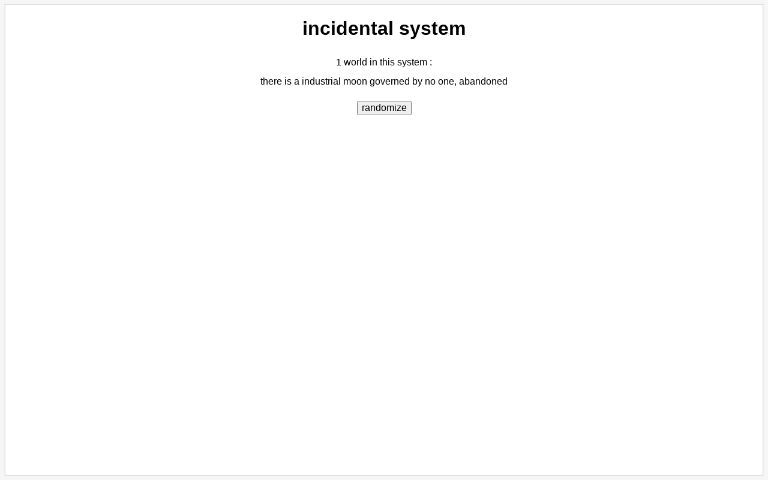 incidental system ― Perchance Generator