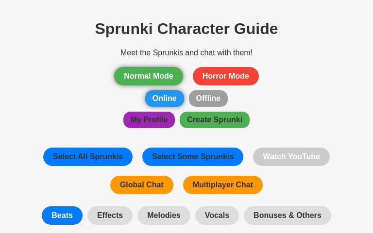 Sprunki Character Guide ― Perchance Generator