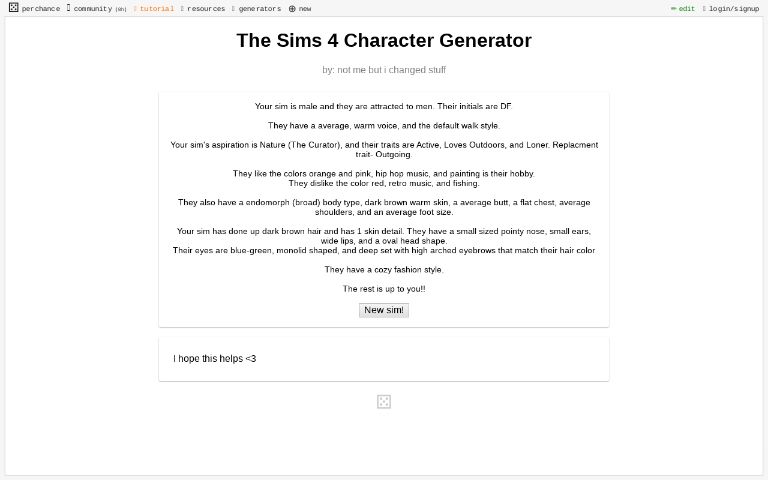 The Sims 4 Character Generator