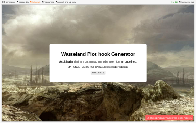 Wasteland Plot hook Generator