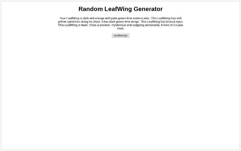 Random LeafWing Generator