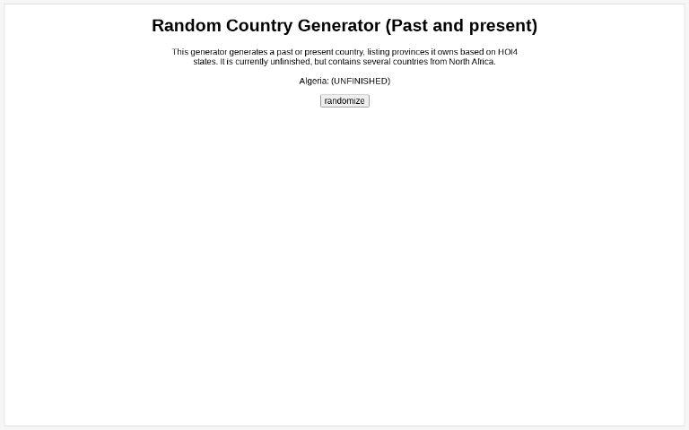 Random Country Generator (Past and present)