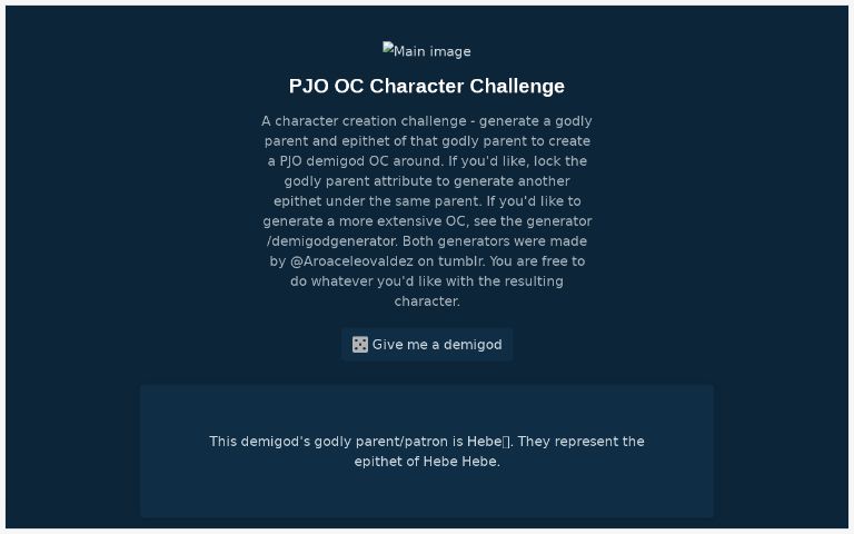PJO OC Character Challenge ― Perchance Generator