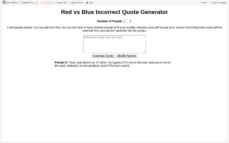 Red vs Blue Incorrect Quote Generator