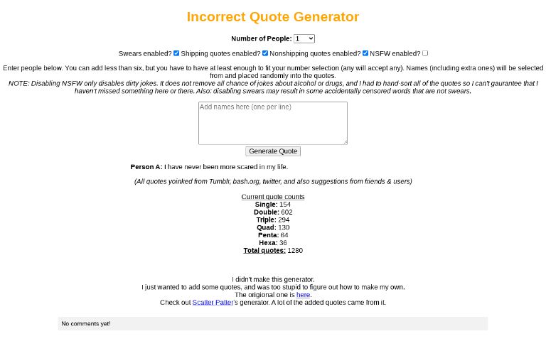 Incorrect Quote Generator