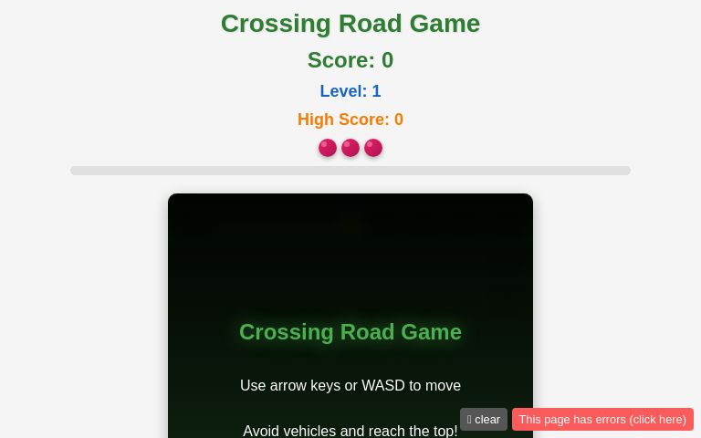 Crossing Road Game ― Perchance Generator