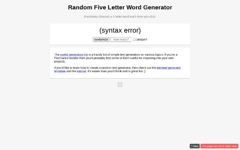 Random Five Letter Word Generator