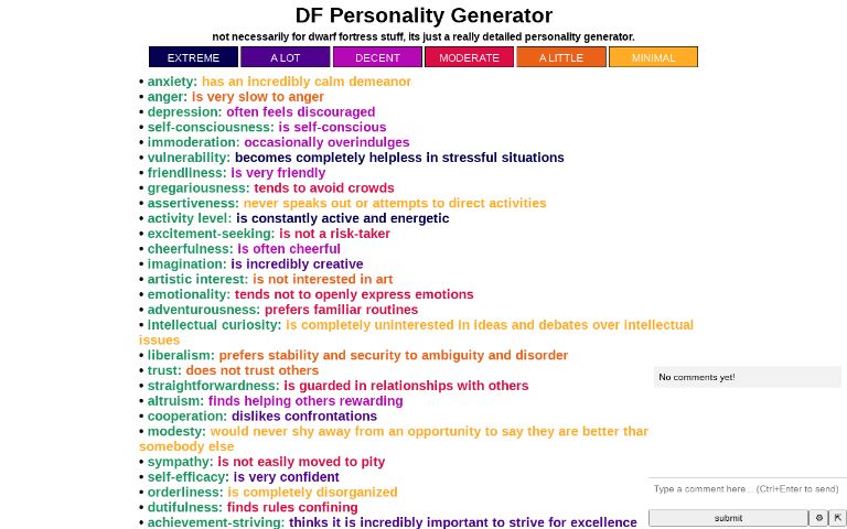 DF Personality Generator