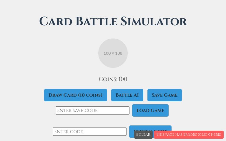 Card Battle Simulator ― Perchance Generator