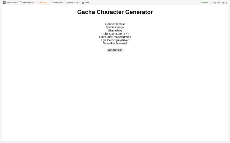 Gacha Character Generator