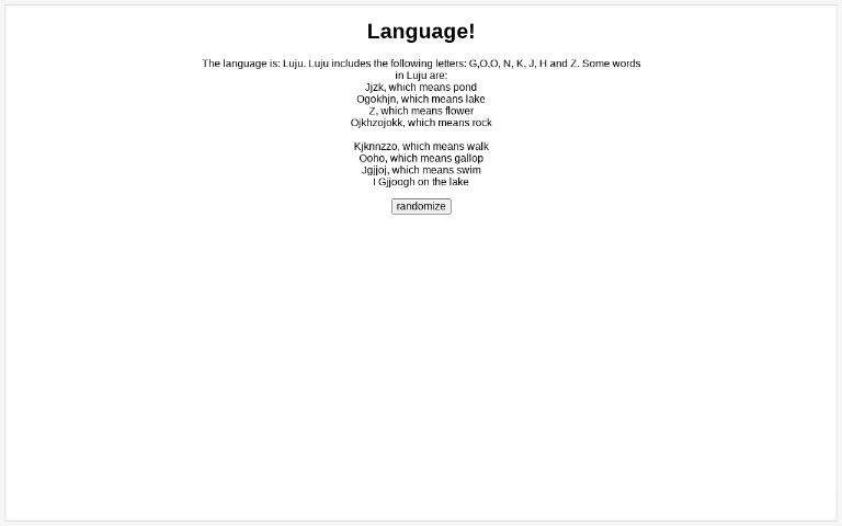 Language! ― Perchance Generator