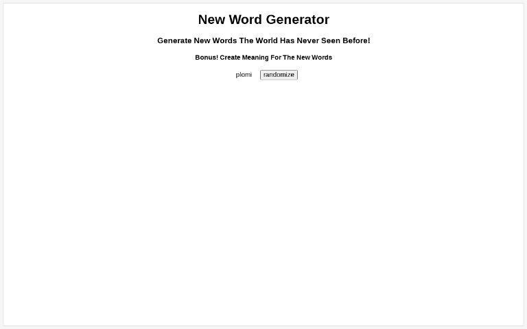 New Word Generator