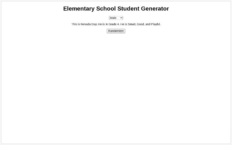 Elementary School Student Generator