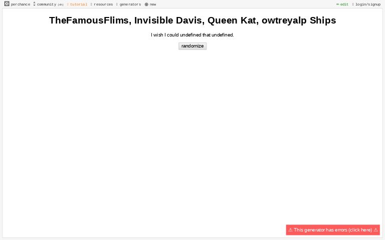 TheFamousFlims, Invisible Davis, Queen Kat, owtreyalp Ships ― Perchance ...