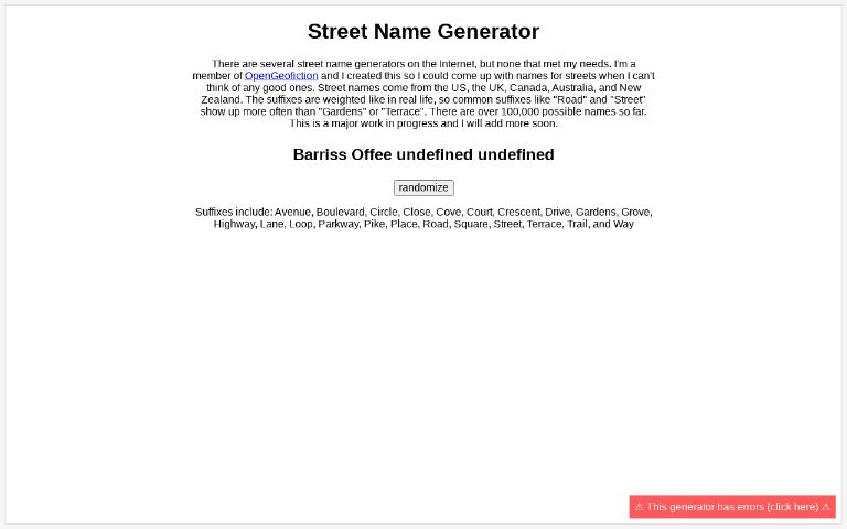 Street Name Generator
