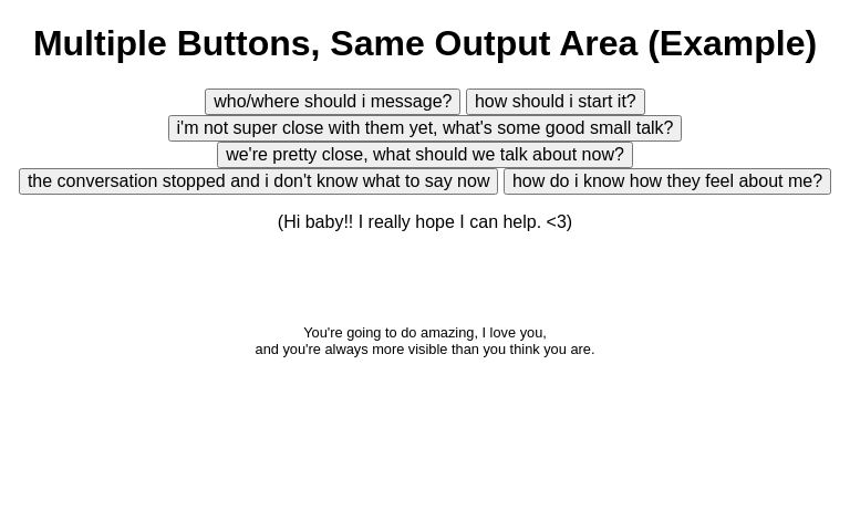 Multiple Buttons, Same Output Area (Example) ― Perchance Generator