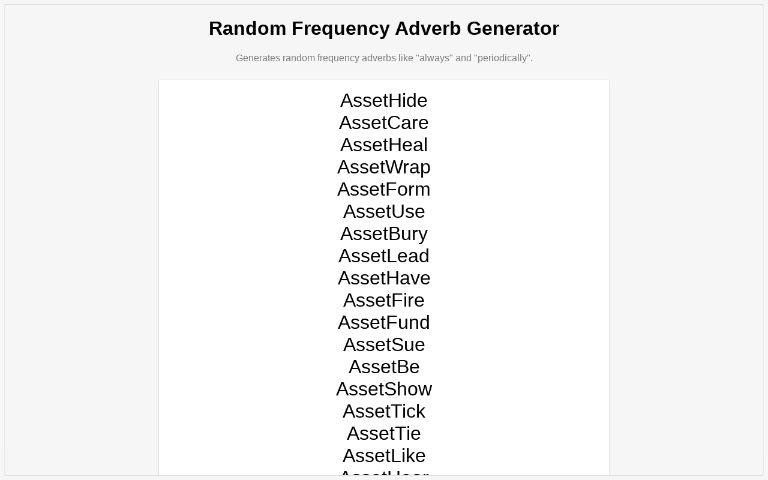 Random Frequency Adverb Generator