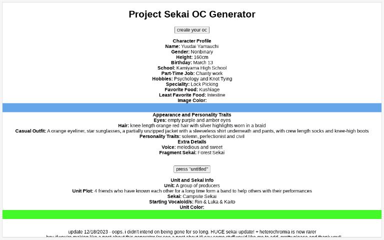 Project Sekai OC Generator