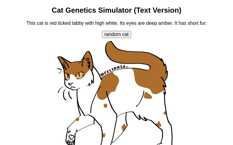 Cat Genetics Simulator (Text Version) ― Perchance Generator
