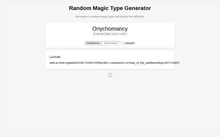 Random Magic Type Generator