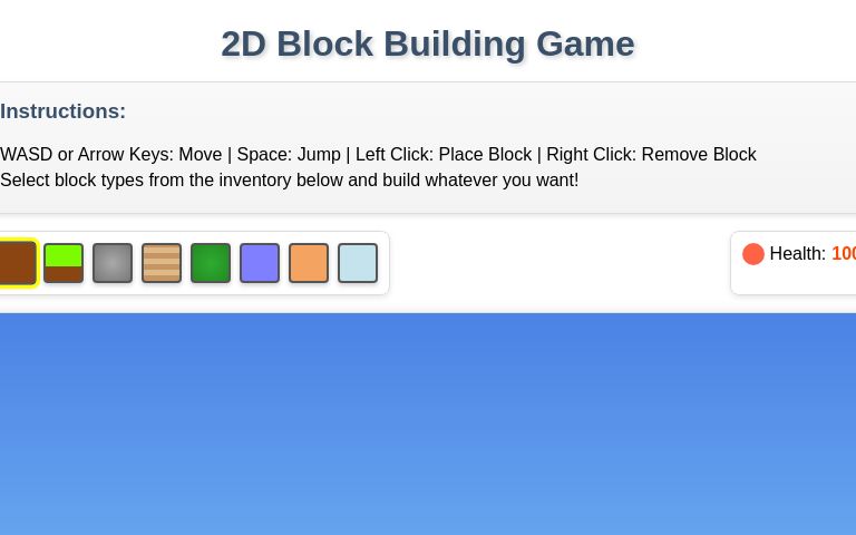 2D Block Building Game ― Perchance Generator