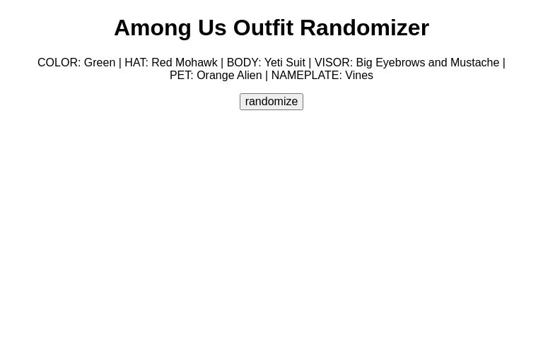 Among Us Outfit Randomizer ― Perchance Generator