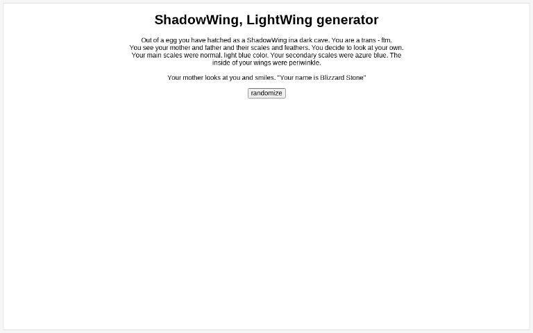 ShadowWing, LightWing generator