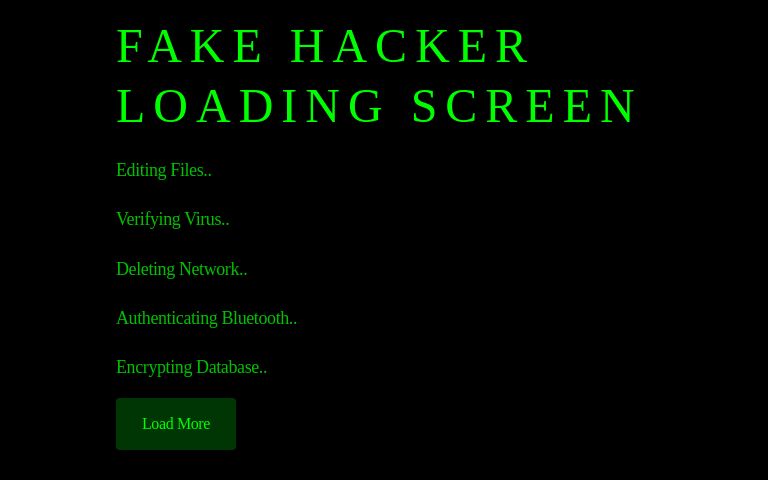 fake hacker loading screen ― Perchance Generator
