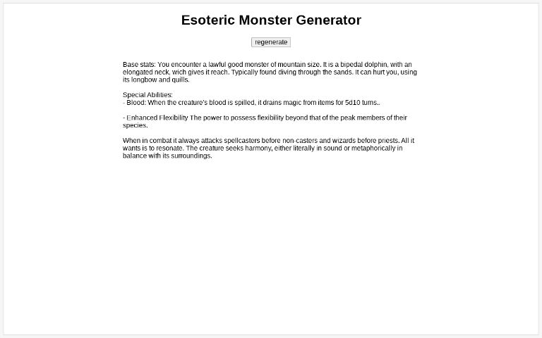 Esoteric Monster Generator