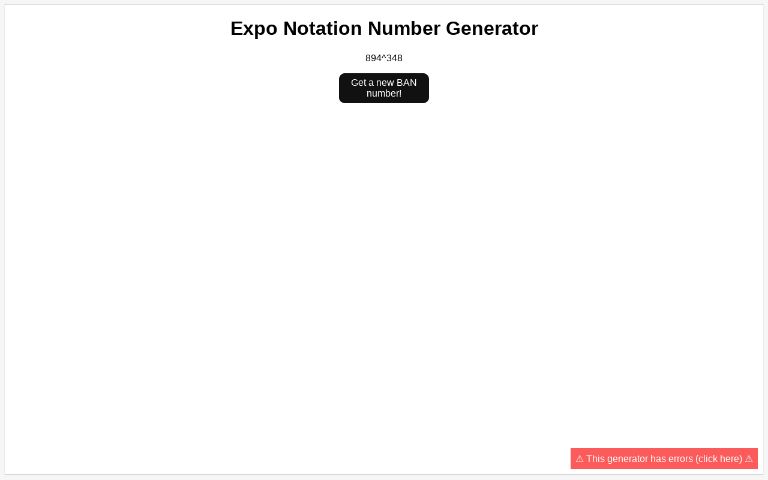 Expo Notation Number Generator