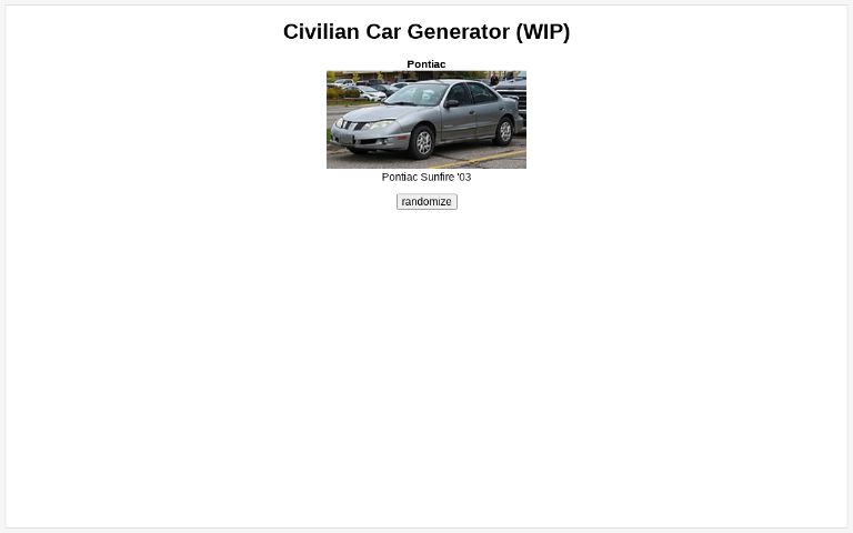 Civilian Car Generator (WIP)