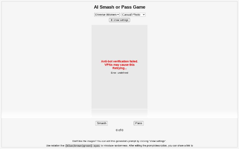 AI Smash or Pass Game ― Perchance Generator