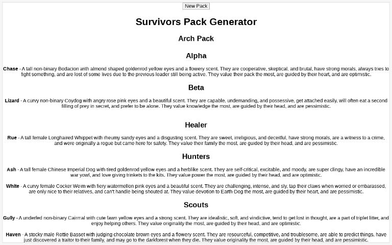 Survivors Pack Generator
