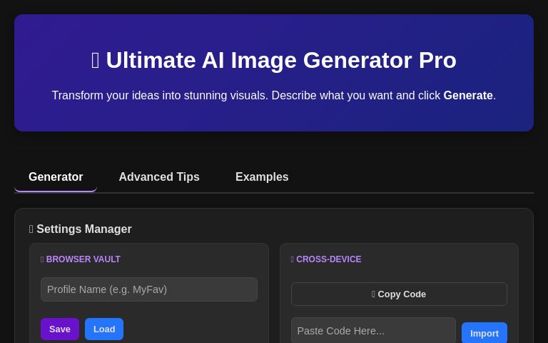 🎨 Ultimate AI Image Generator Pro