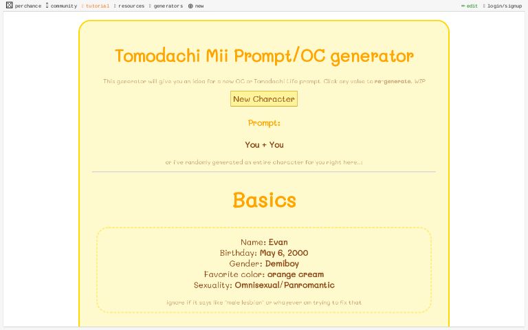 Tomodachi Mii Prompt/OC generator